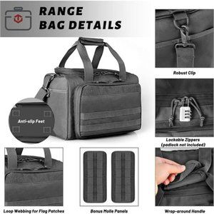 Bags | Tactical Gun Range Bag For Handguns And Ammo Shooting Duffle ...